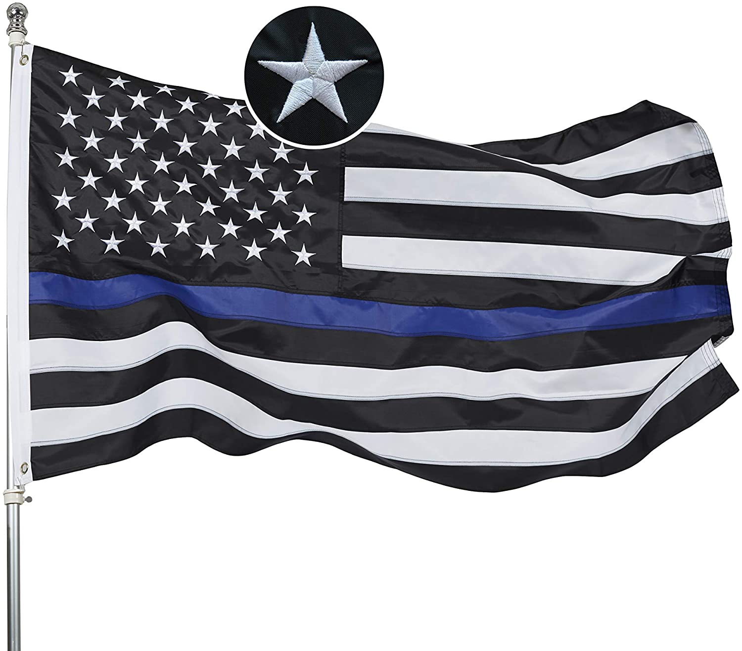 Homissor Thin Blue Line American Flag 3x5- Police Blue Lives Matter ...