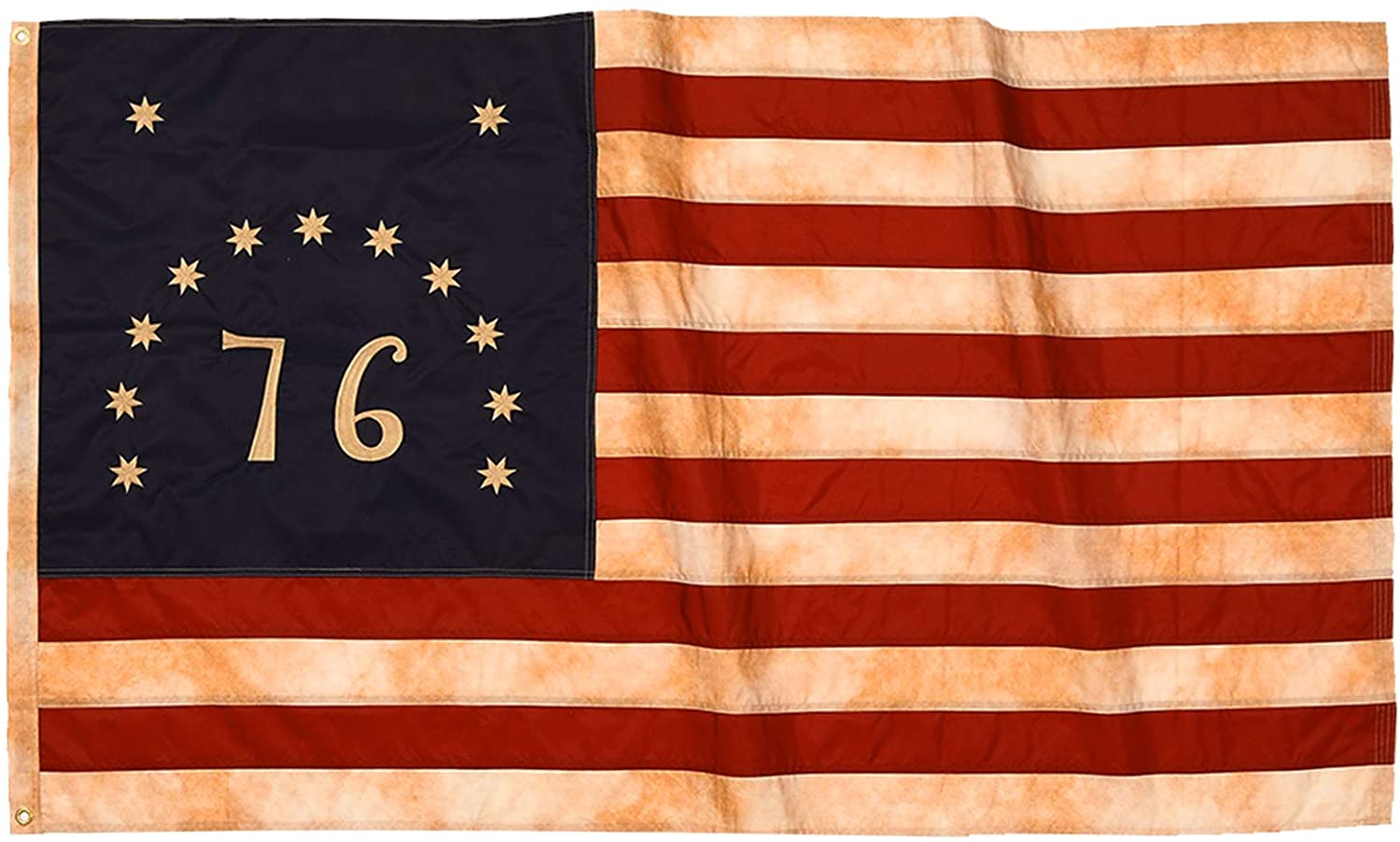 Homissor Tea Stained Bennington 1776 Flag 3x5 Embroidered- 100% Durable ...